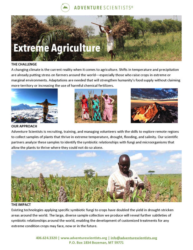 Agriculture One Pager - Adventure Scientists